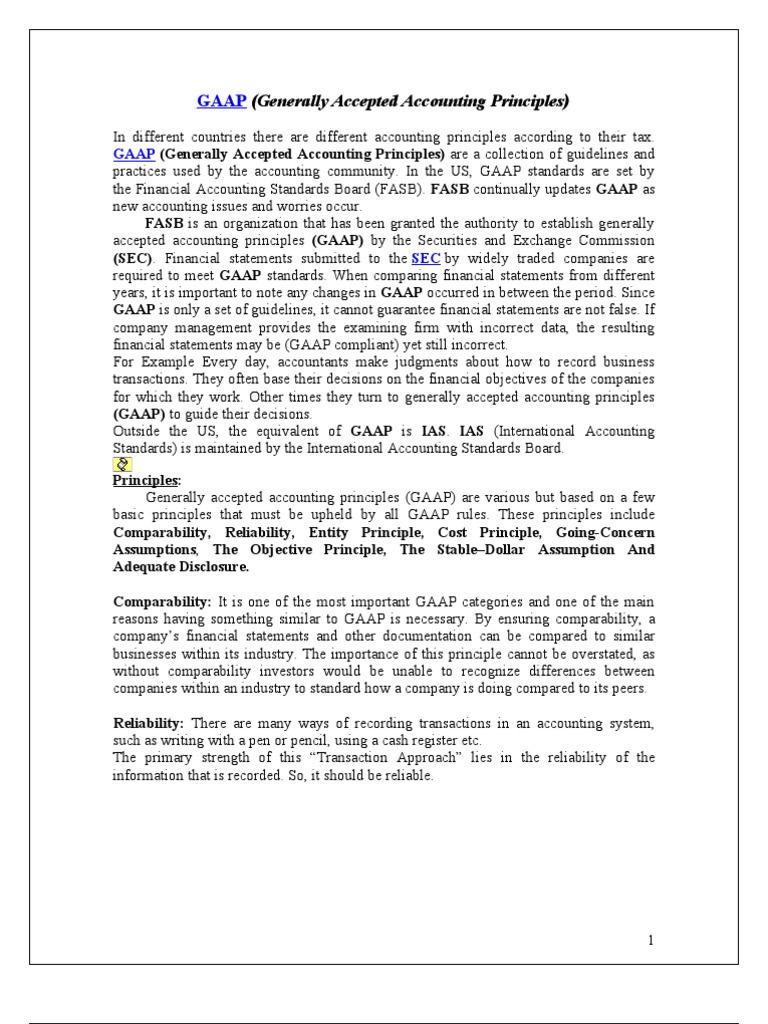 Overview of GAAP Principles | PDF | Generally Accepted Accounting ...