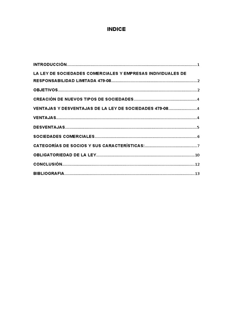 Tipos de Sociedades Ley 479-08 | PDF | Sociedad de responsabilidad ...