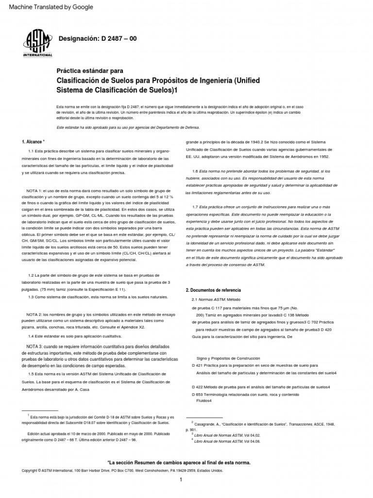 ASTM D-2487 Unified Soil Classification System | PDF | Arcilla | Suelo