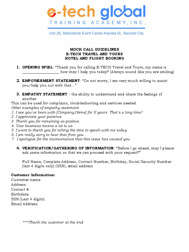 Mock Call Guidelines | PDF | Credit Card | Payments
