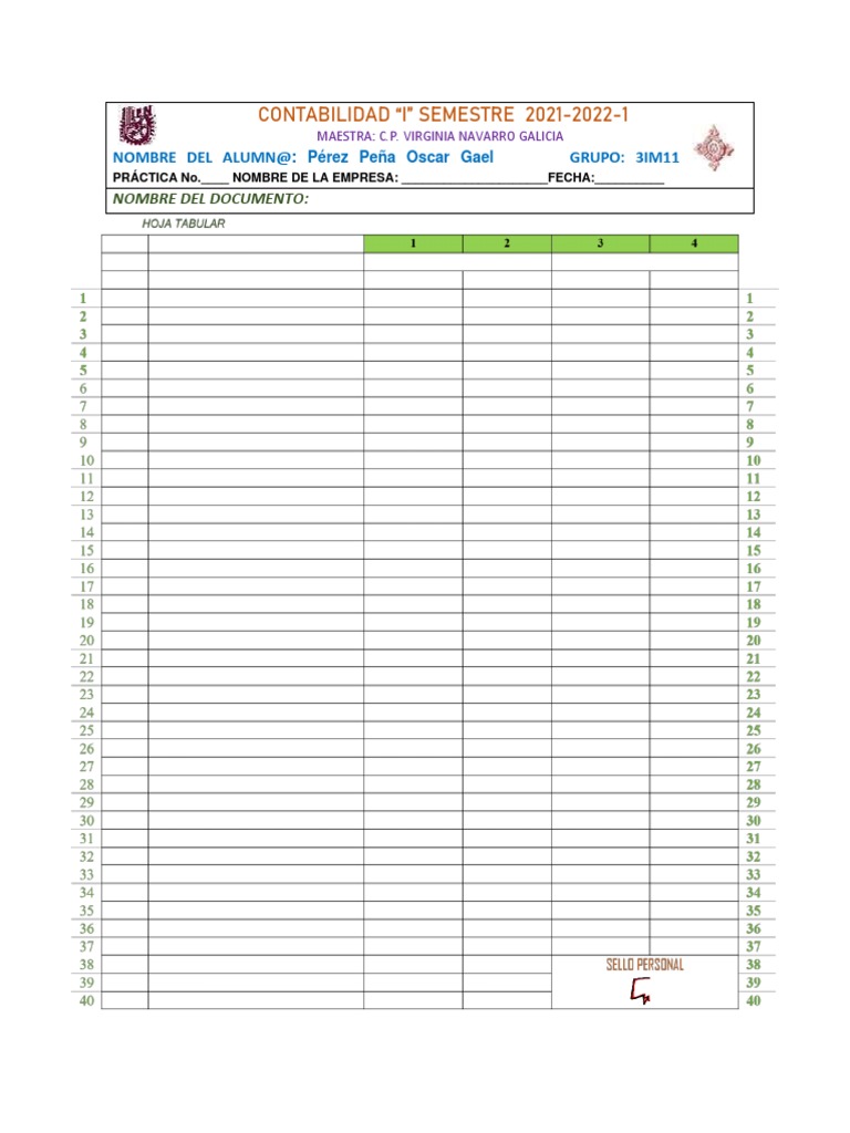 Hoja Tabular de 4 Columnas PDF | PDF