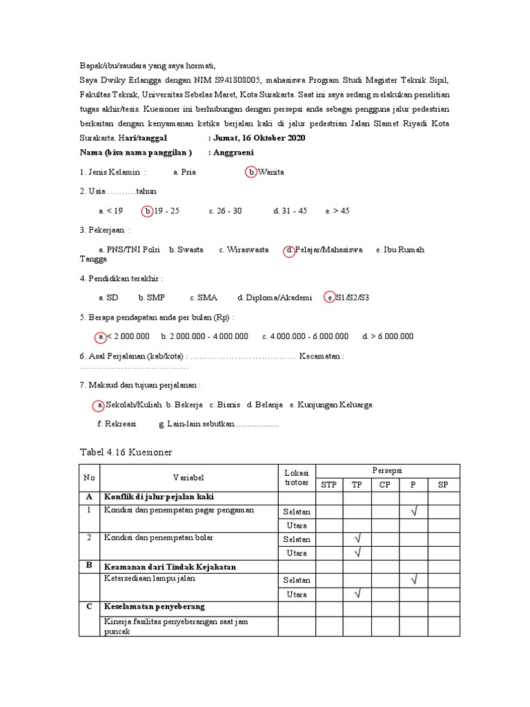 Kuesioner Dwiky | PDF