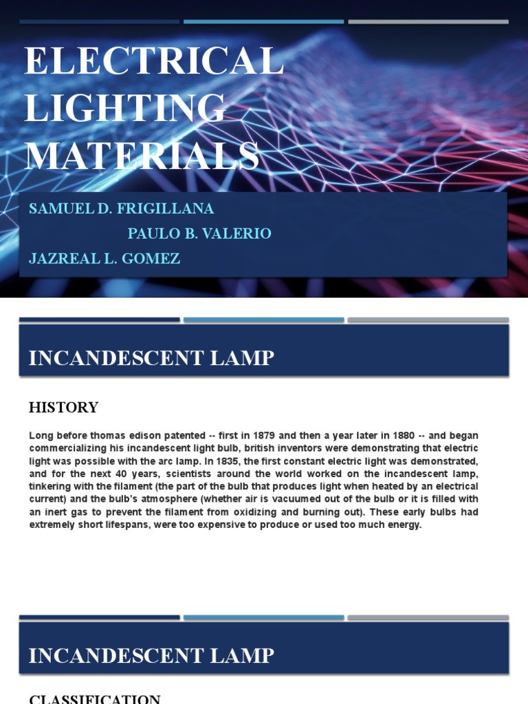Electrical Lighting Materials | Download Free PDF | Incandescent Light ...