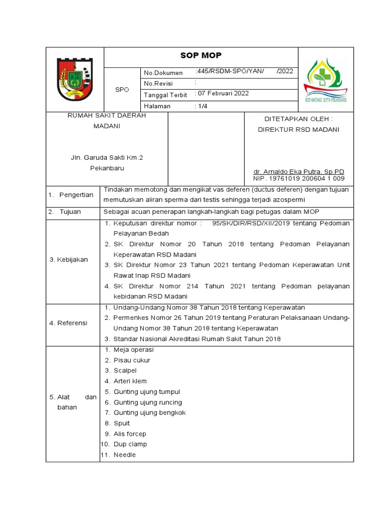 SOP MOP Tindakan Cukur Vas Deferens | PDF