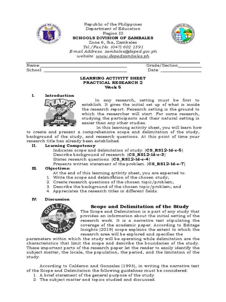 G12 Practical Research 2 W5 LAS - Edited | PDF | Emotional Intelligence | Disciplines