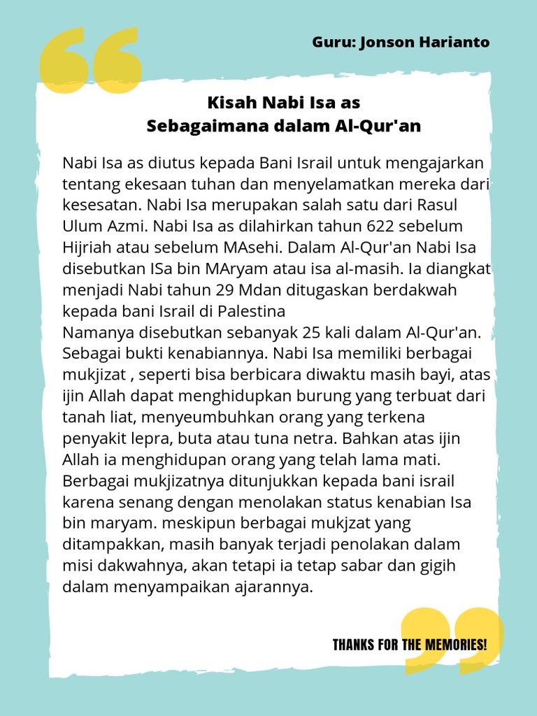 Kisah Nabi Isa untuk Anak Muslim | PDF