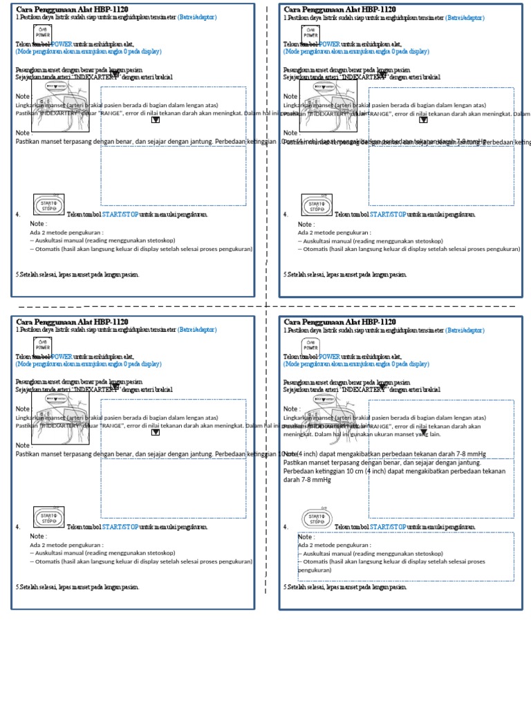 CARA PENGGUNAAN ALAT PENGUKUR TEKANAN DARAH DIGITAL HBP-1120 | PDF