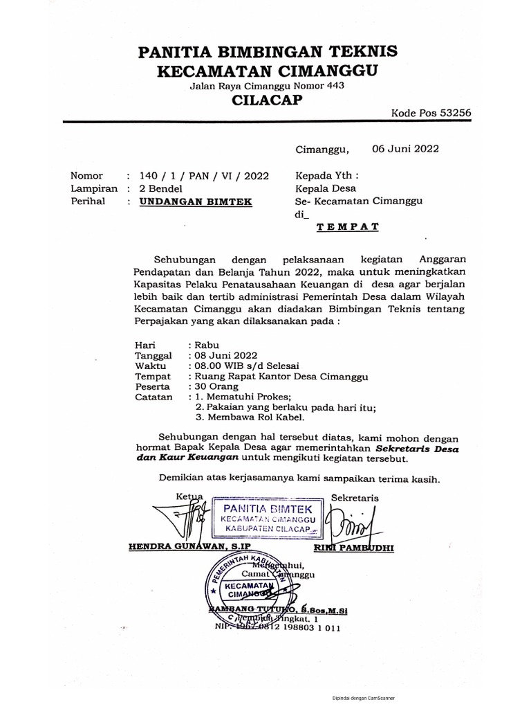 Undangan Bimtek | PDF