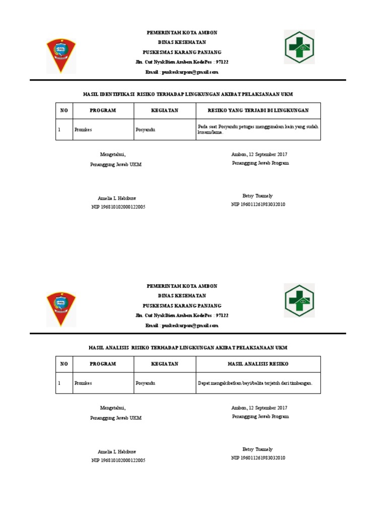 5.1.5. Ep 1,2,3,4,5 Identifikasi Kemungkinan Terjadi Resiko | PDF
