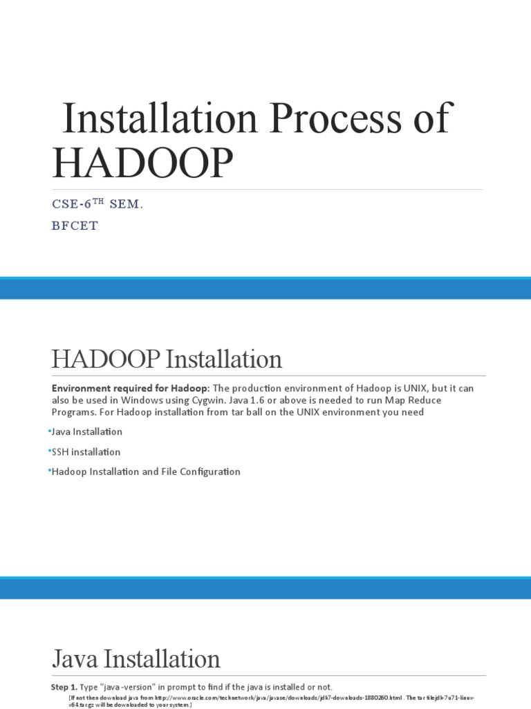 Installation Process Of Hadoop Pdf Apache Hadoop Java Programming Language 7531