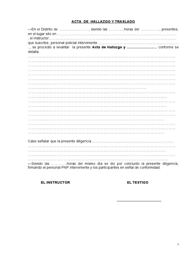 Modelo de Acta PNP de Hallazgo 2022 | PDF