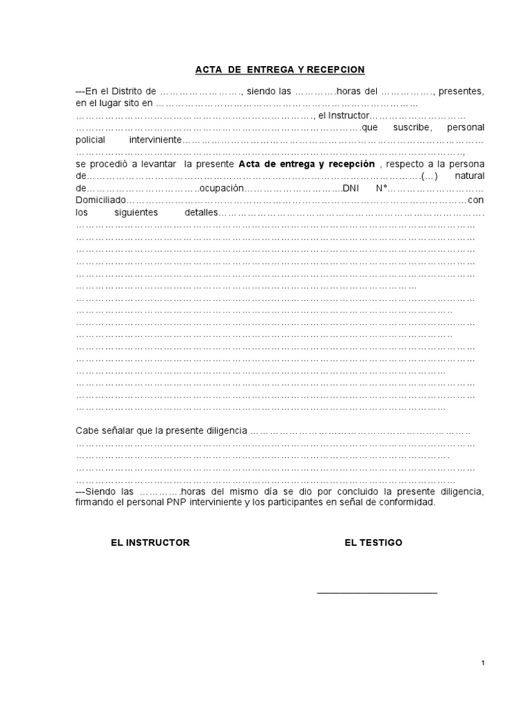 Modelo de Acta de Entrega y Recepcion 2022 | PDF