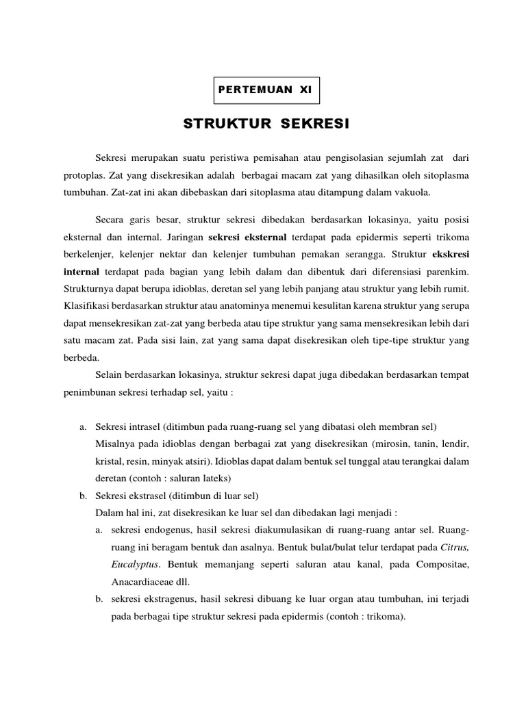 Struktur dan Fungsi Sekresi Tumbuhan | PDF