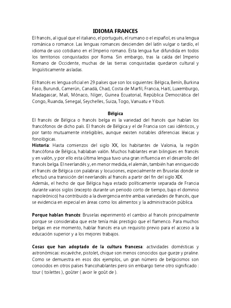 Idioma Frances | PDF | Idioma francés | Mónaco