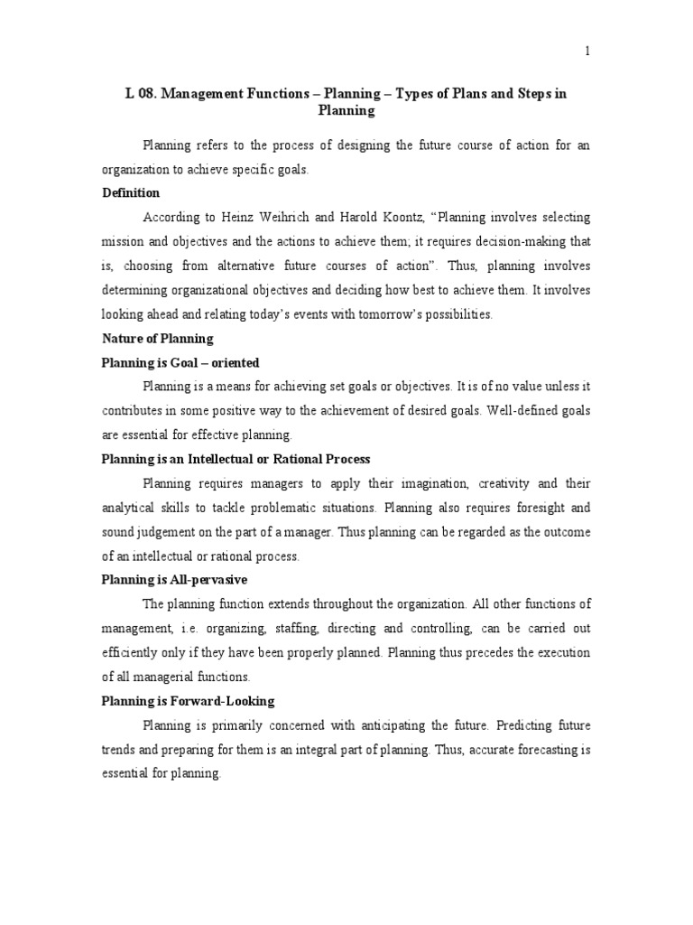Steps and Types of Planning | PDF | Planning | Strategic Planning