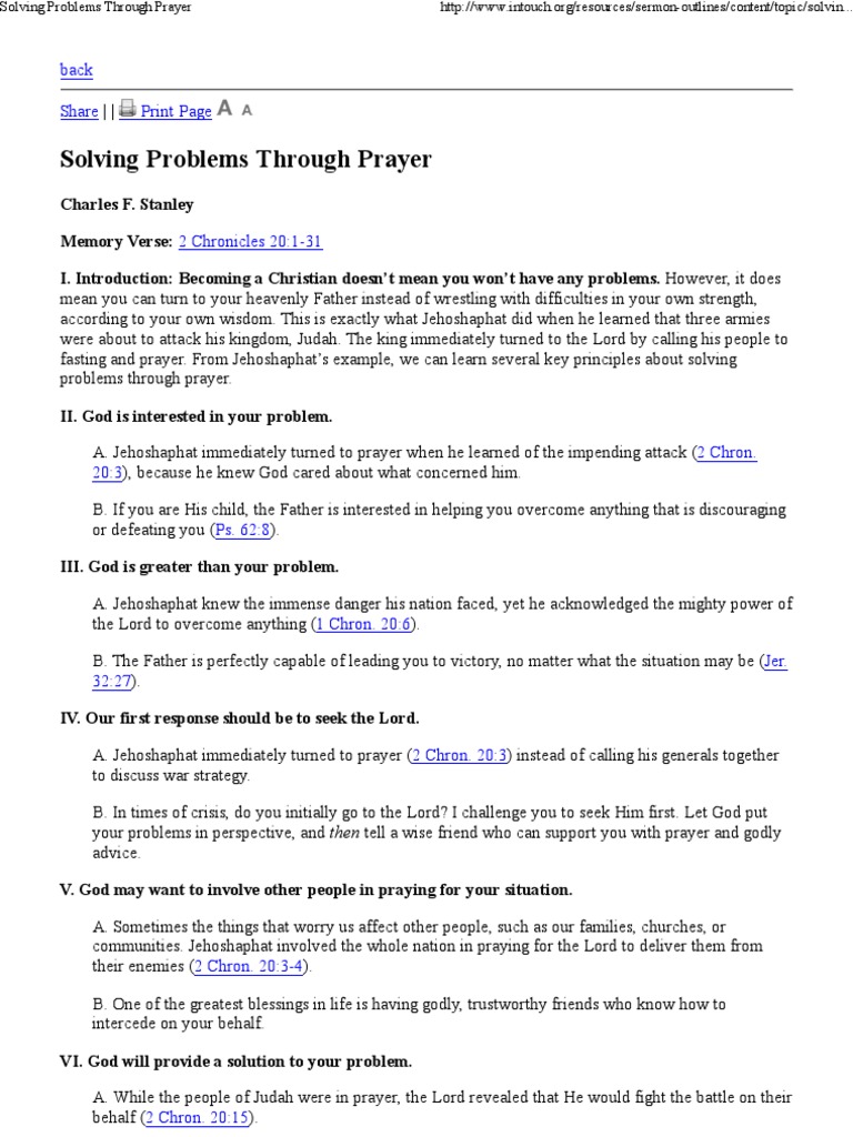 Solving Problems Through Prayer | PDF | Prayer | God