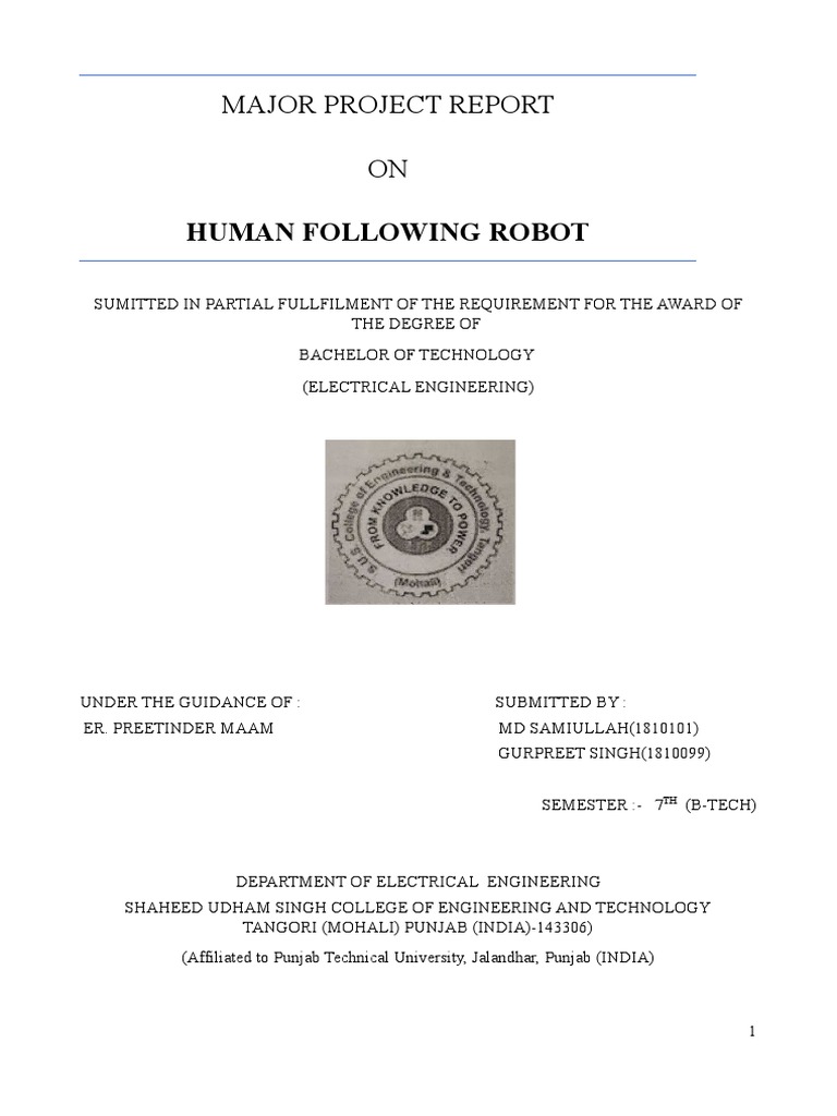 Human Following Robot: Major Project Report ON | Download Free PDF ...