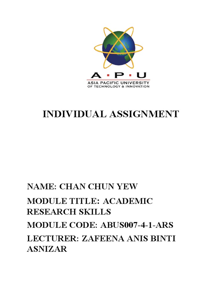 Ars Individual Assignment Chan Chun Yew (TP057374) Ars | PDF ...