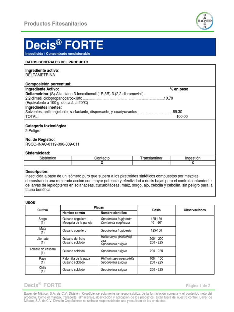 Decis Forte Ficha Tecnica | PDF | Agricultura