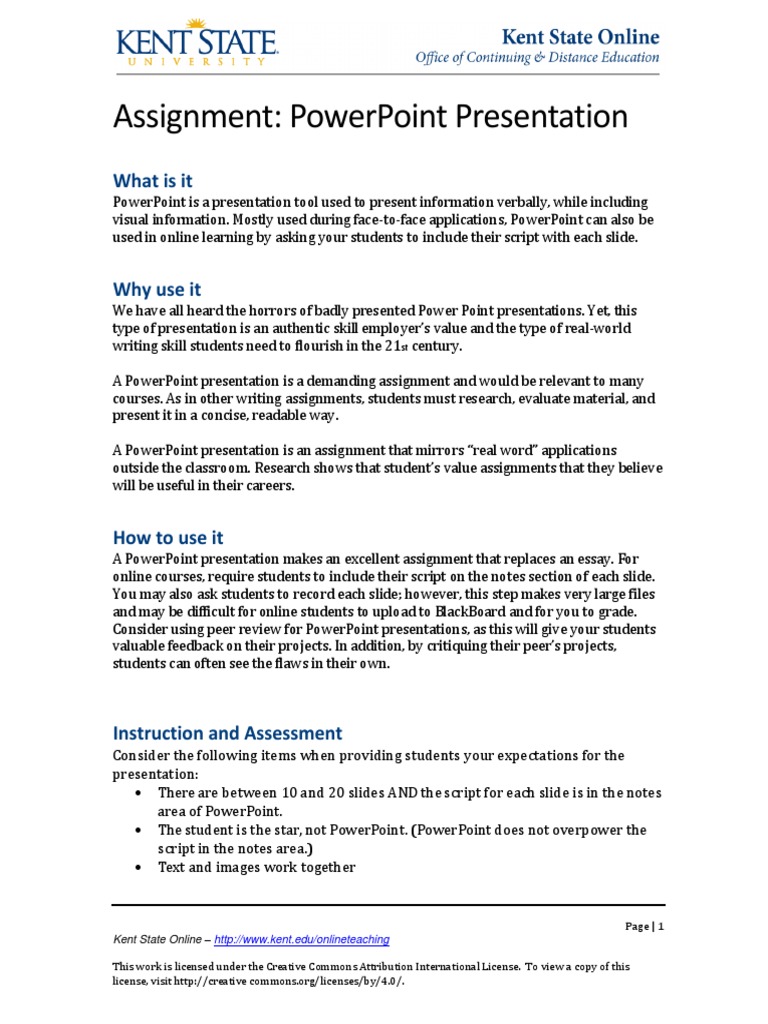 Assignment: Powerpoint Presentation: What Is It | PDF | Educational ...