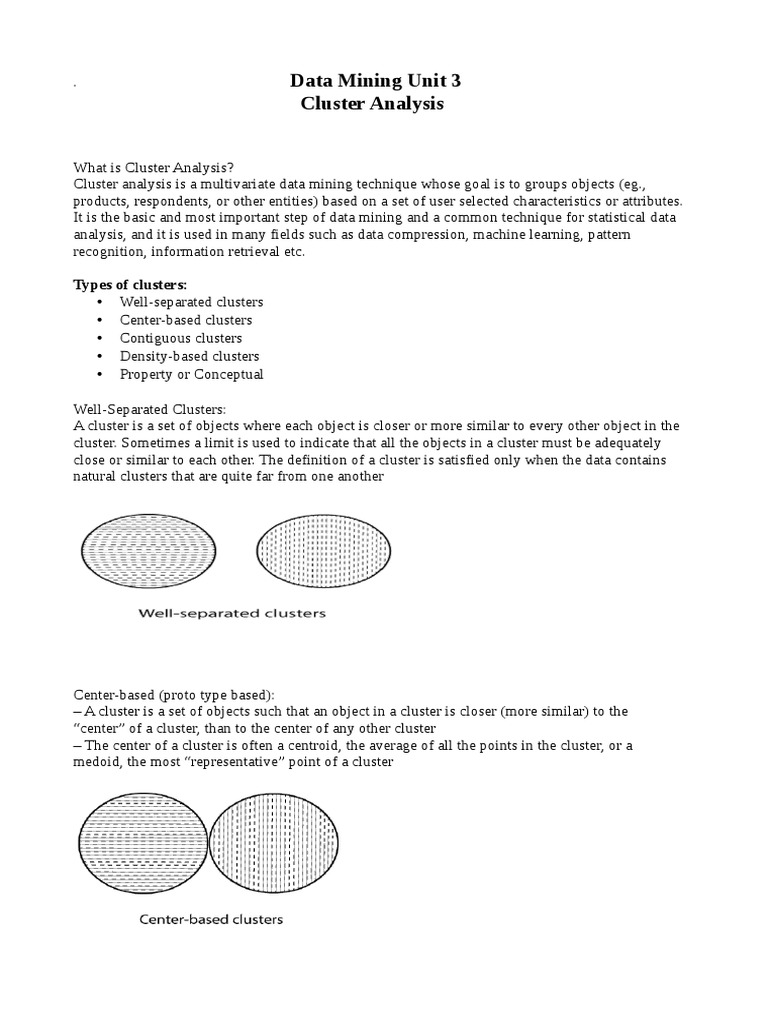 Data Mining Unit 3 Cluster Analysis: Types of Clusters | PDF | Cluster Analysis | Computer ...
