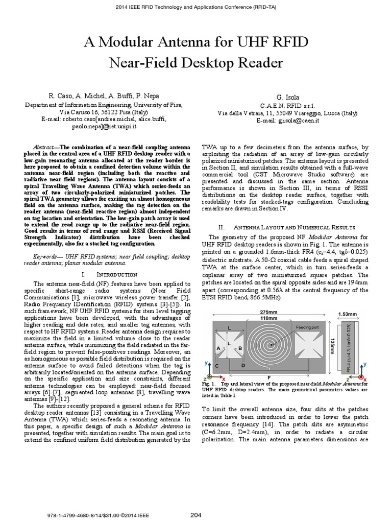 A Modular Antenna For UHF RFID Near-Field Desktop Reader | PDF ...