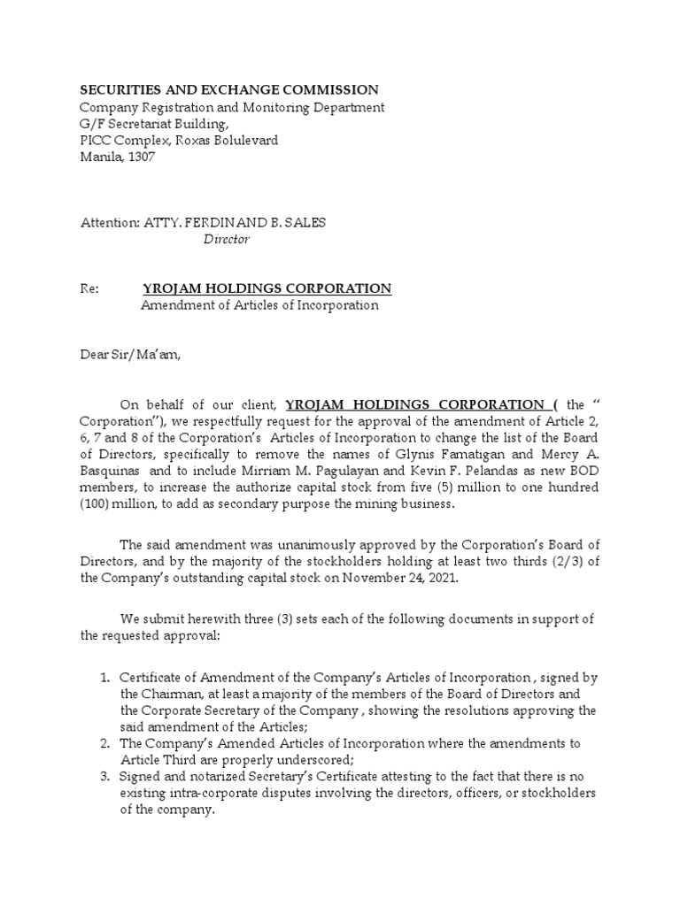 Letter To Sec | PDF