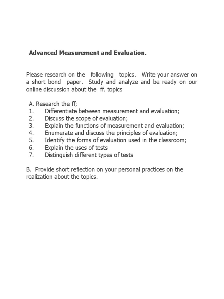 Advanced Measurement and Evaluation | PDF