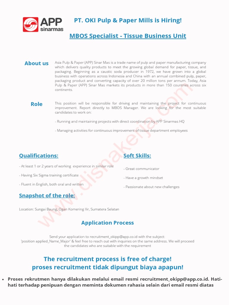 PT Oki Pulp & Paper | PDF | Paper | Recruitment
