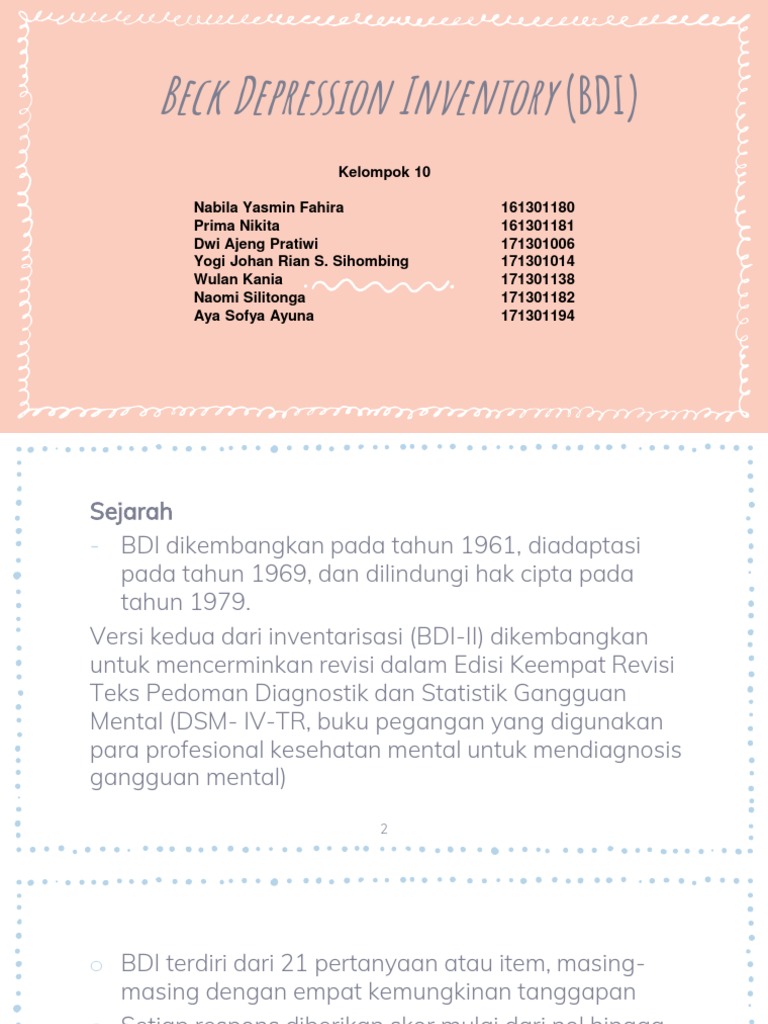 Beck Depression Inventory | PDF