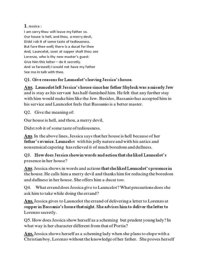 Act 2 Scene 3.. (Question Answers) | PDF