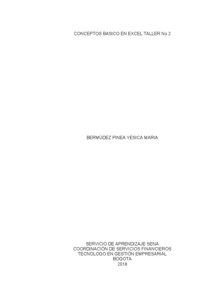 Conceptos Basico en Excel Taller No 2 | PDF | Microsoft Excel | Business