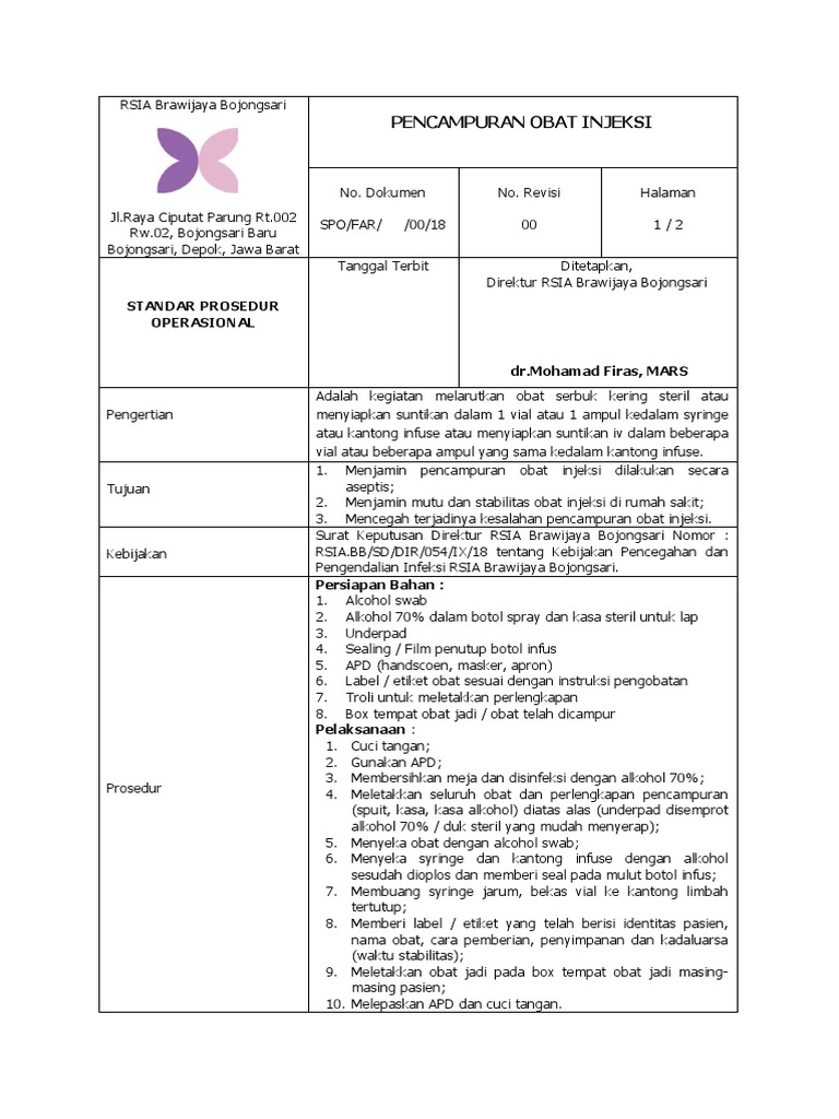 Spo Pencampuran Obat Injeksi | PDF