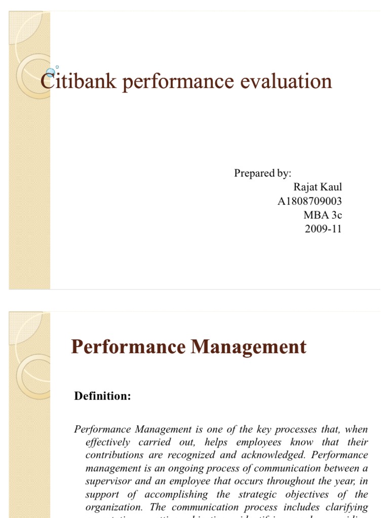 Citibank Performance Evaluation | PDF | Business | Finance & Money Management