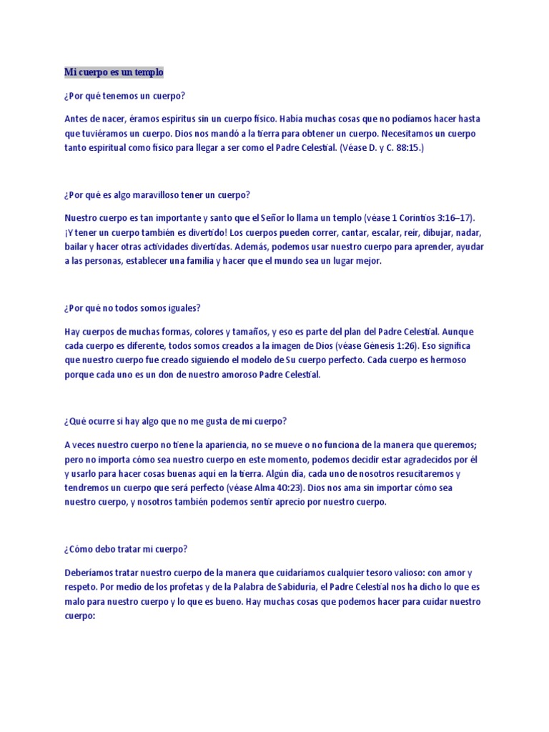 Mi Cuerpo Es Un Templo de Dios | PDF