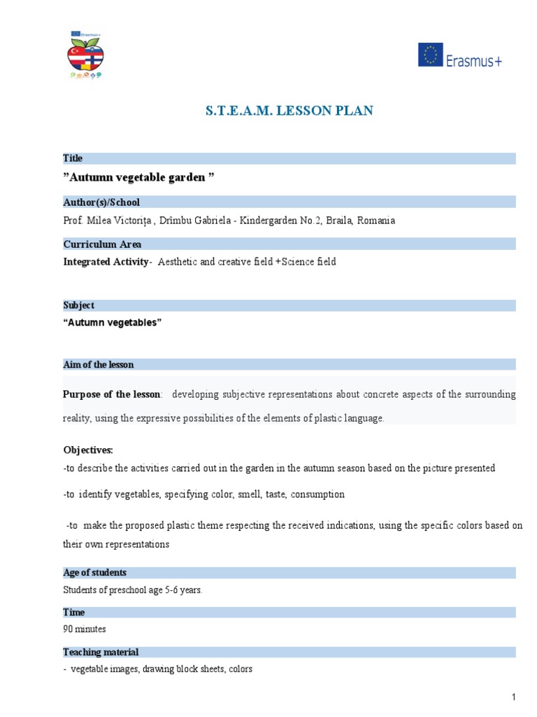 Lesson Plan-"Autumn Vegetables Garden " - Copie | PDF | Vegetables ...