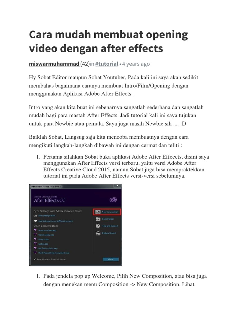 Cara Mudah Membuat Opening Video Dengan After Effects | PDF Cara Mudah Membuat Opening Video Dengan After Effects | PDF