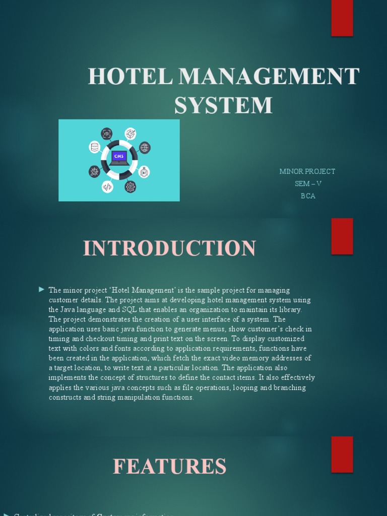 Hotel Management System: Minor Project Sem - V BCA | PDF | Java ...