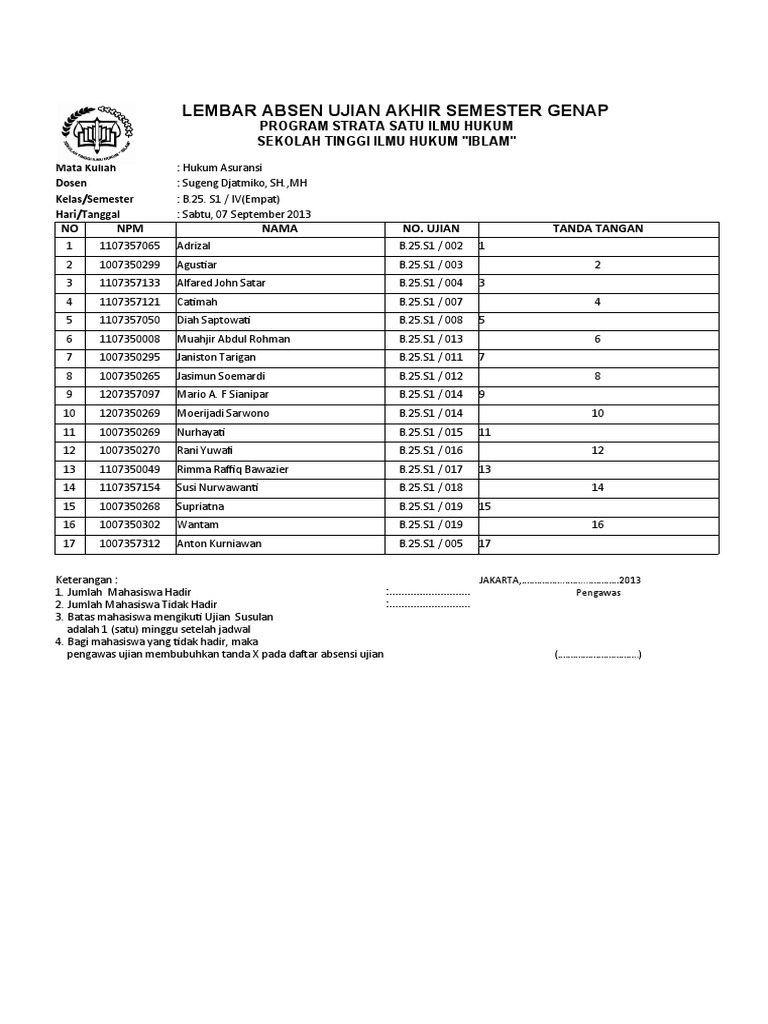 Form Nilai Uas Genap | PDF