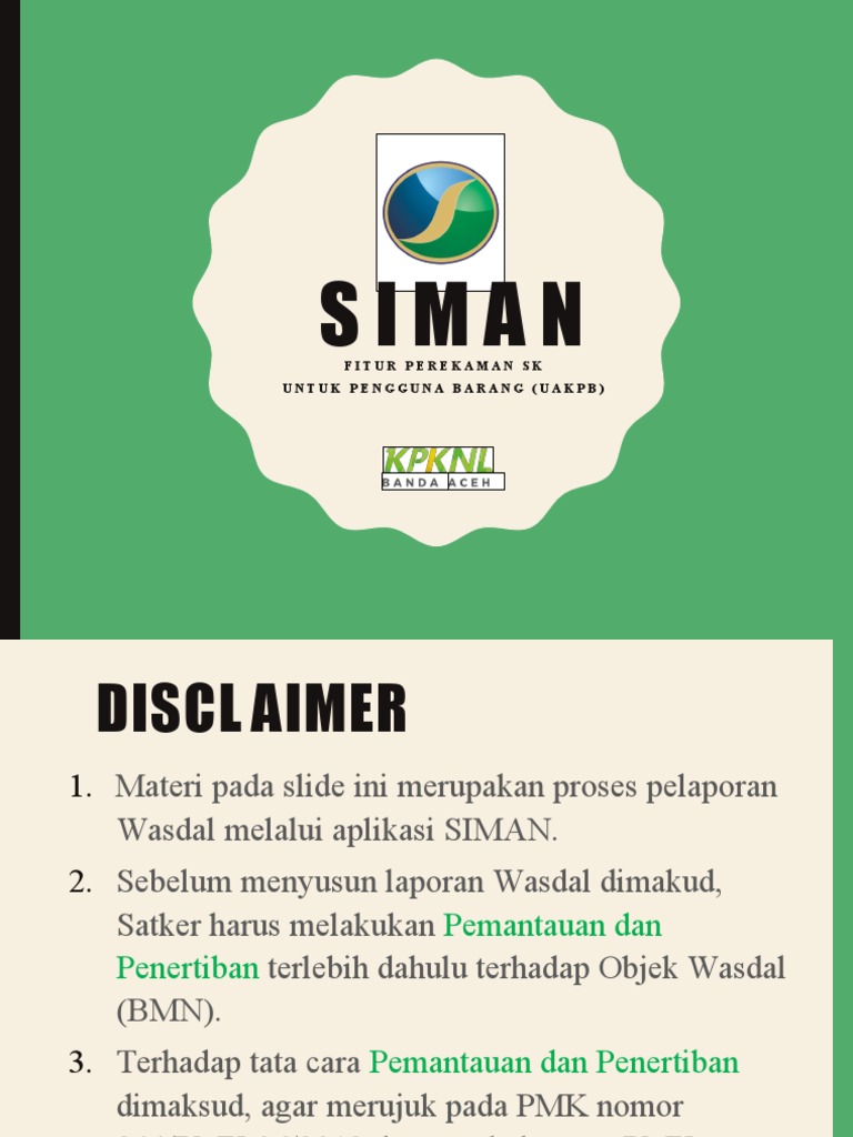 Panduan Wasdal-Perekaman SK SIMAN Untuk Satker | PDF