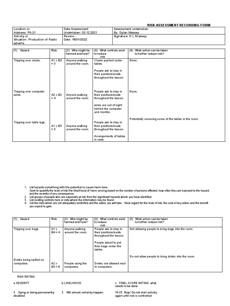 Risk Assesment FILM - PA.21 | PDF | Risk | Risk Assessment