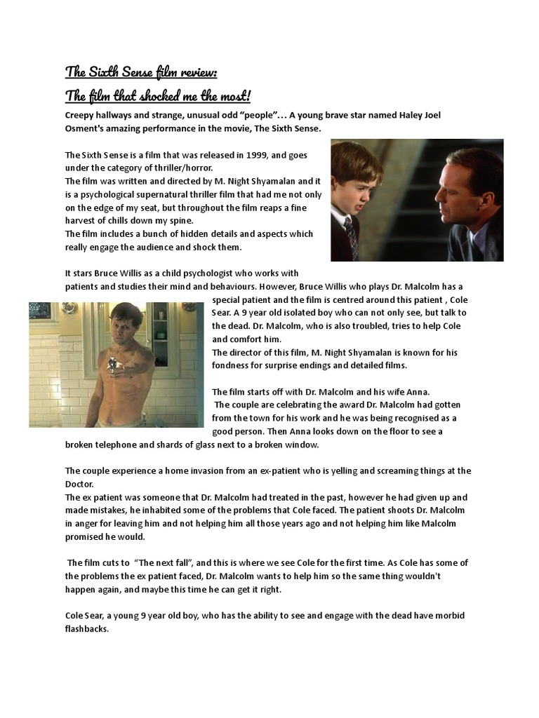 The Sixth Sense Film Review | PDF