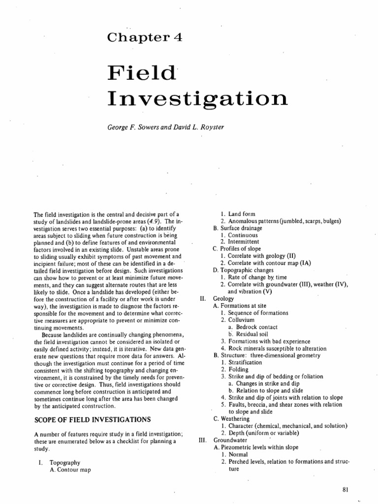 Field, Investigation: George F. Sowers and David L. Royster | PDF ...
