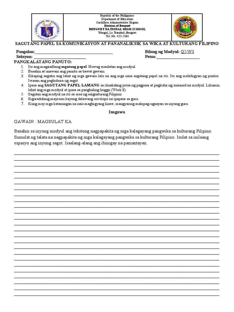 Sagutang Papel - KPWKF Q2W3 | PDF