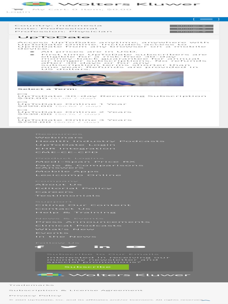 Uptodate: ! My Cart: 0 Item, $0.00 Login | PDF
