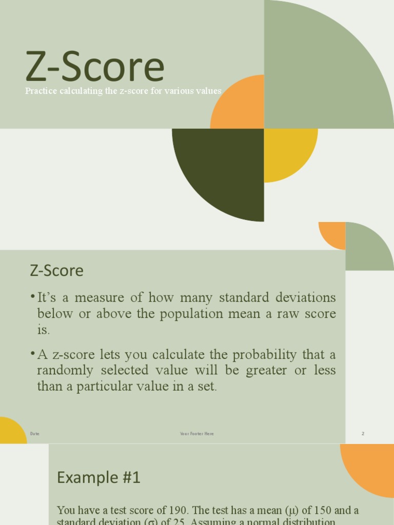 Z-Score: Practice Calculating The Z-Score For Various Values | PDF ...
