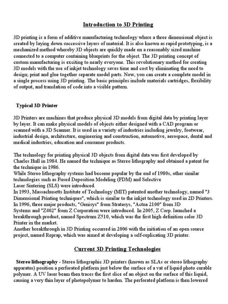 3d Printing Seminar Report | PDF | 3 D Printing | Secondary Sector Of ...