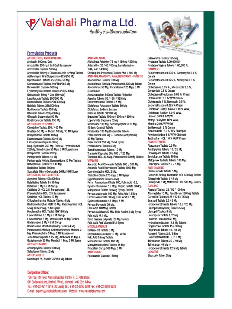 2.vaishali Pharma Leaflet Formulation | PDF