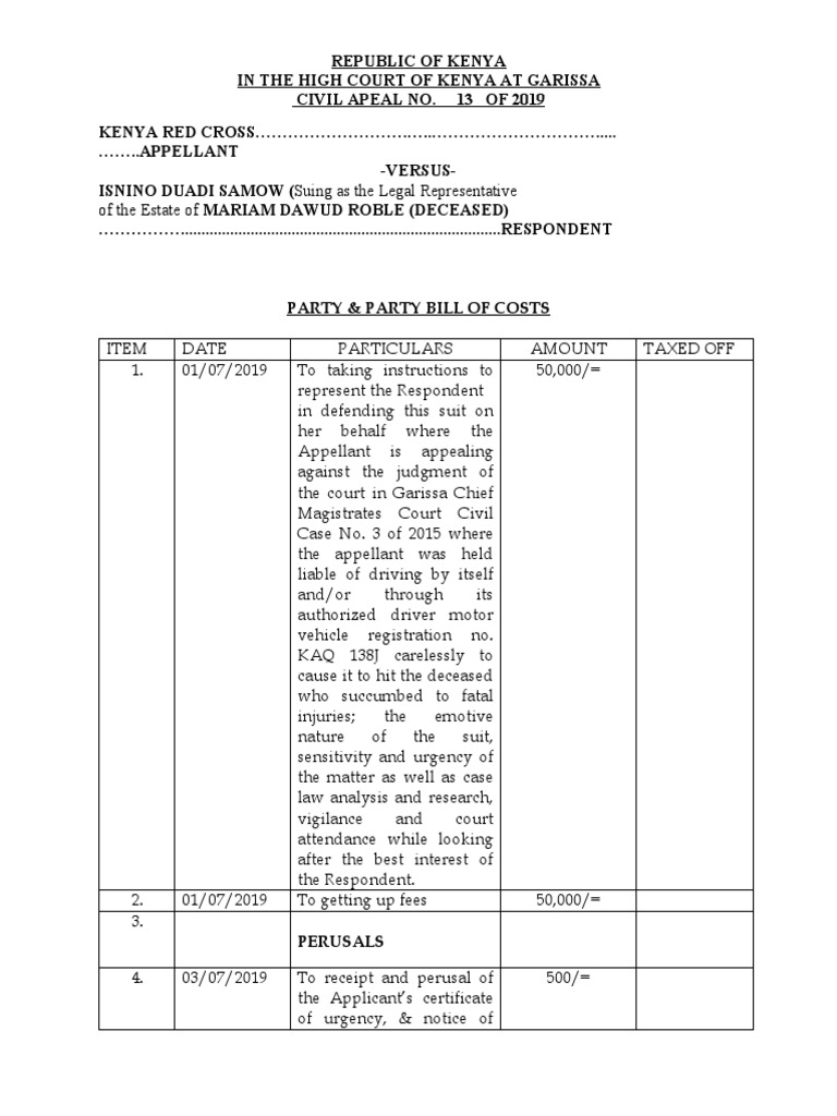 Bill of Costs Kenya | Download Free PDF | Lawsuit | Common Law
