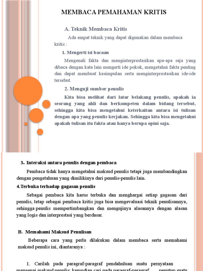 Pemahaman Membaca Kritis | PDF